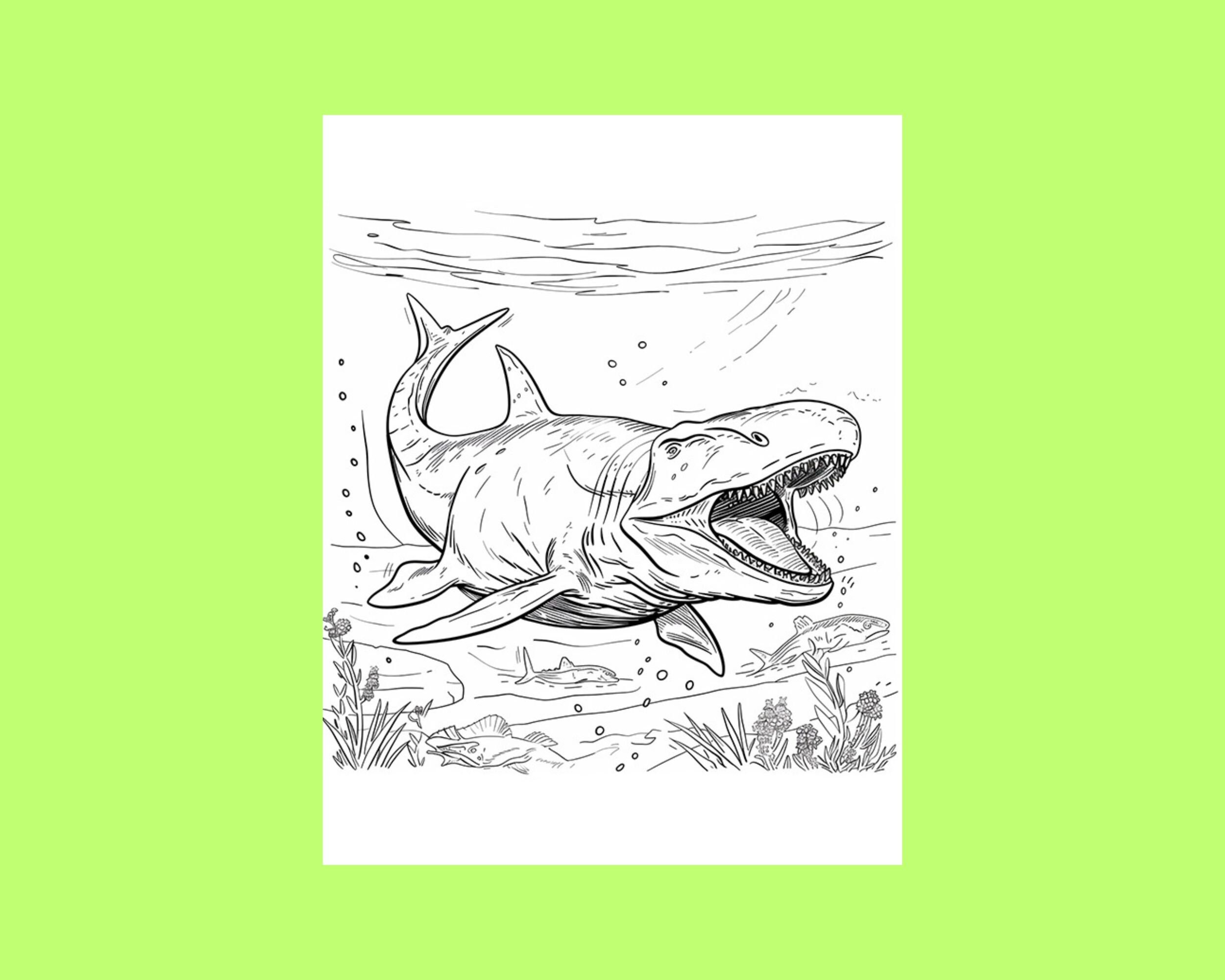Mosasaurus Coloring Pages: Prehistoric Ocean Predator (digital Download ...