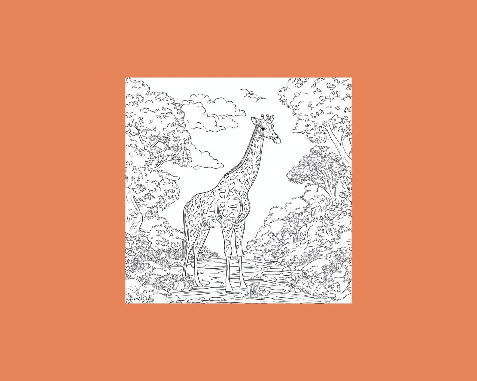Giraffe Coloring Pages for Kids & Adults | Printable Safari Animal ...