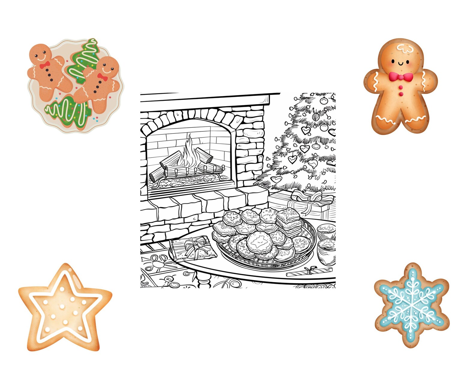 Festive Christmas Cookies Coloring Pages Holiday Fun for Kids & Adults ...