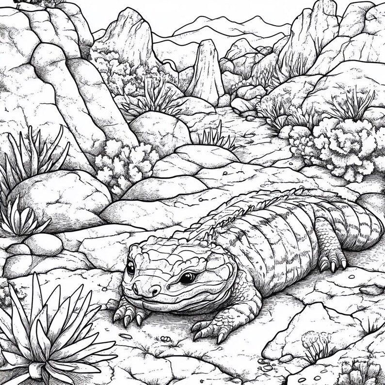 Gila Monster Coloring Pages for Kids | Desert Wildlife Digital Download ...