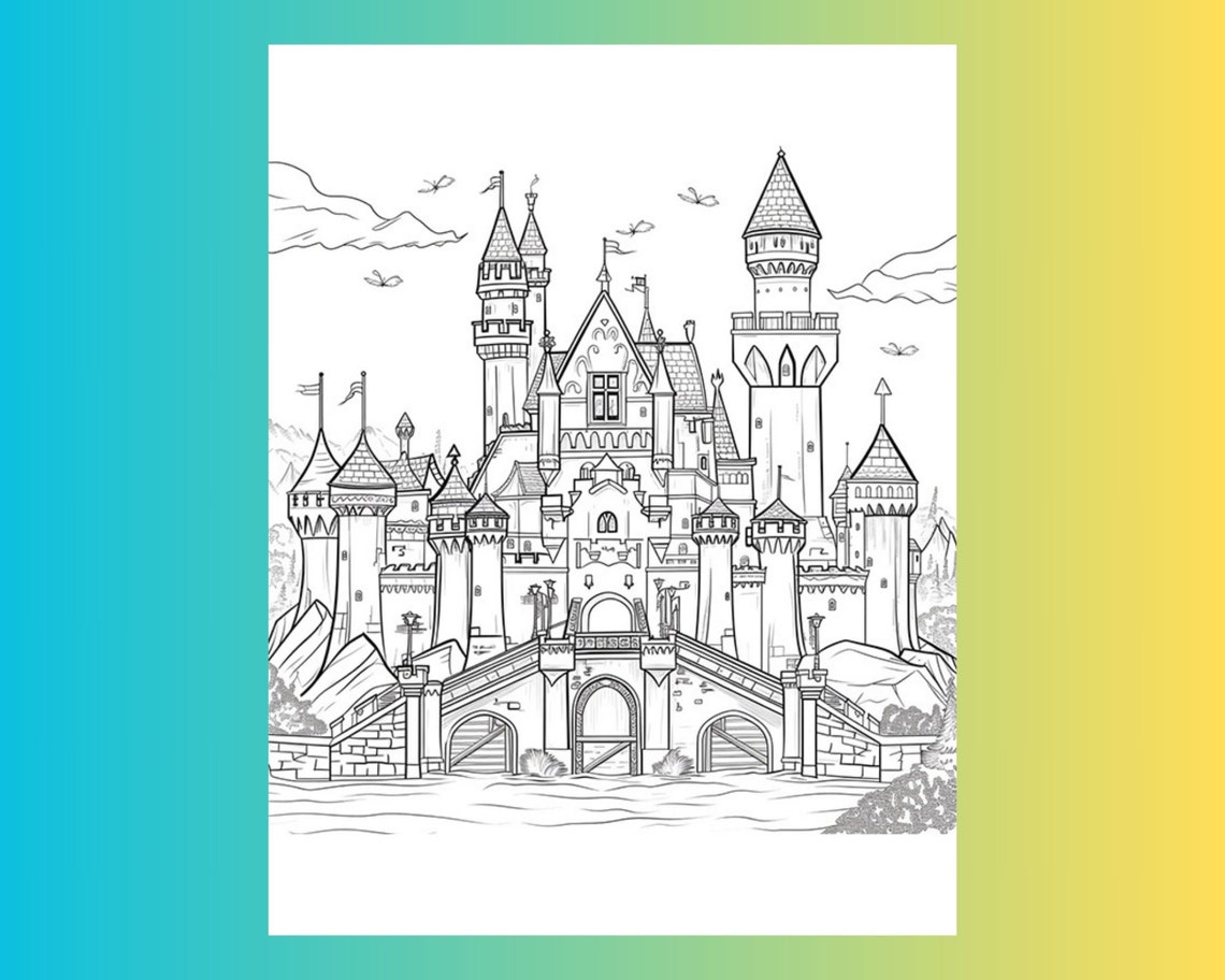 Medieval Castle Coloring Pages Digital Download, Detailed Castle Art ...