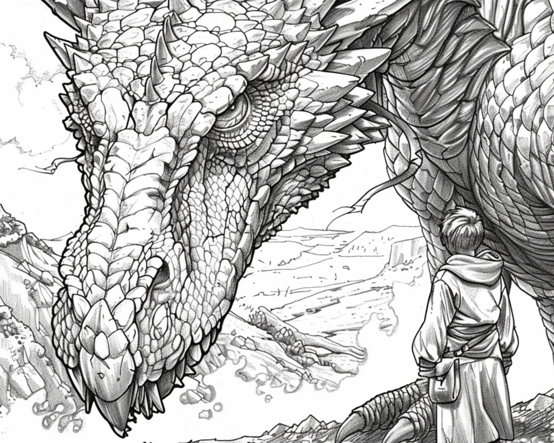 Detailed Dragon Coloring Pages: Fantasy Art - Set of 3 (digital ...