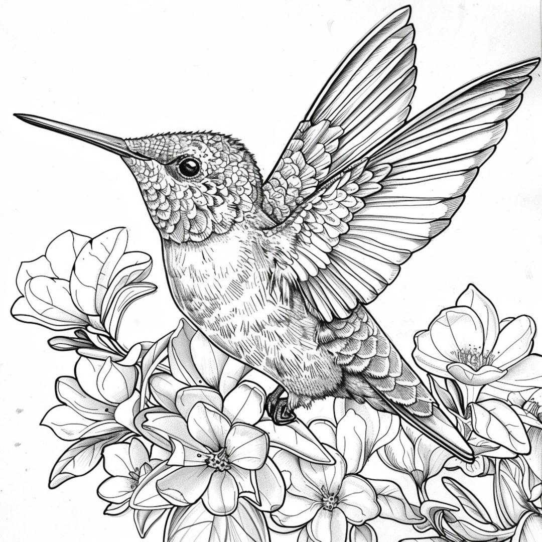 Beautiful Hummingbird Coloring Pages - Instant Download - US Letter ...