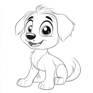 Dog Coloring Page for Preschoolers: Simple Puppy Outline (PDF Download ...