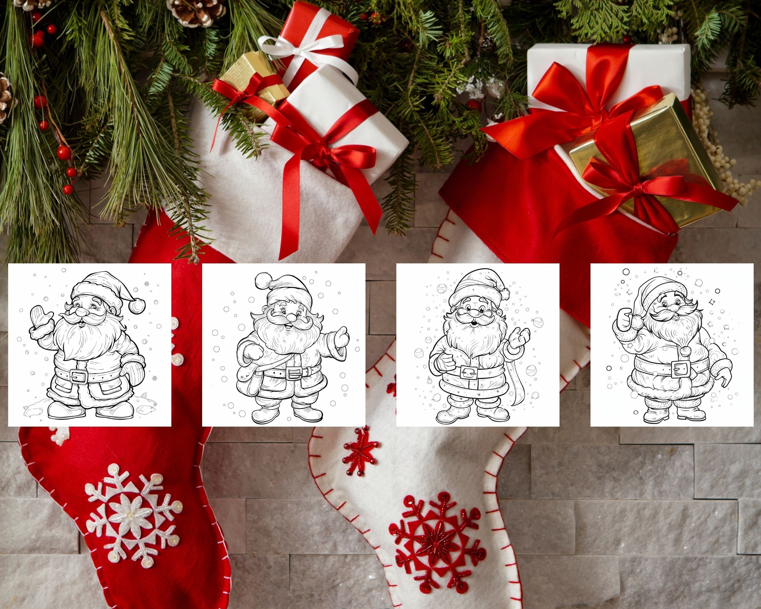 Whimsical Santa Claus Coloring Pages: Festive Christmas Fun (digital ...