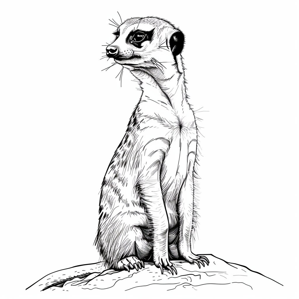 Meerkat Coloring Pages Digital Download, Detailed Wildlife Art ...