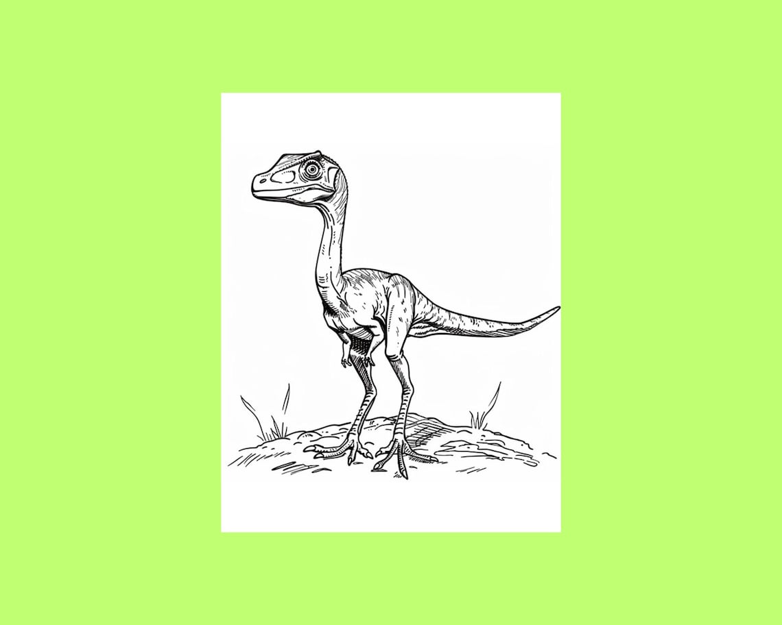 Compsognathus Coloring Pages Adorable Dinosaur Art, Digital Download ...