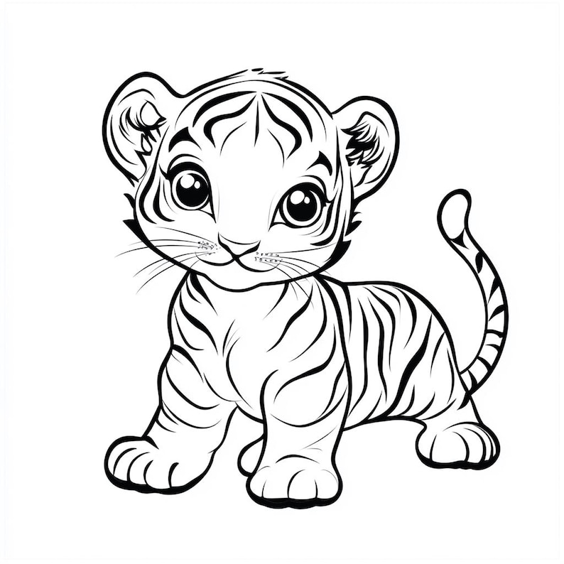 Baby Tiger Coloring Page for Preschoolers (digital Download PDF) - Etsy