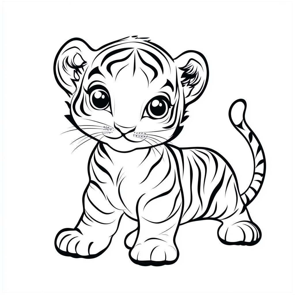Cute Baby Tiger Coloring Pages for Preschoolers | Printable Animal Fun ...