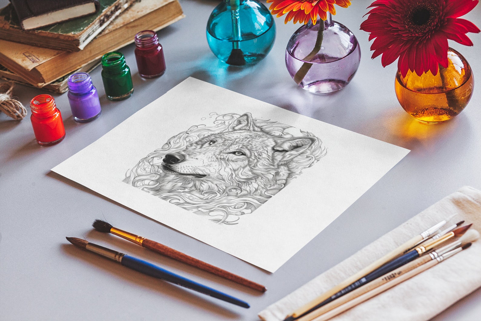 Majestic Wolf Coloring Pages - Instant Download - US Letter & A4 Sizes ...