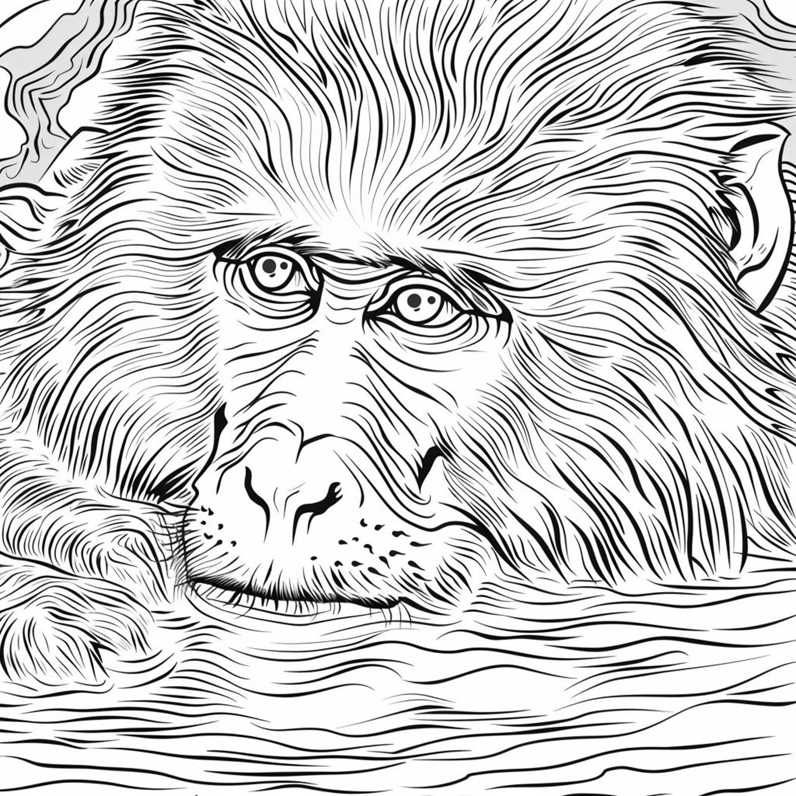 Macaque Coloring Pages Digital Download, Detailed Wildlife Art ...