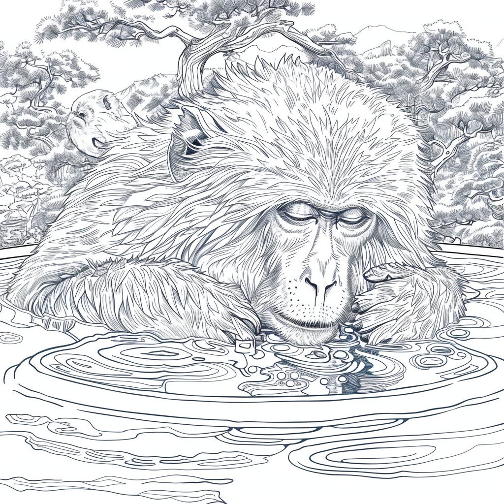 Macaque Coloring Pages Digital Download, Detailed Wildlife Art ...