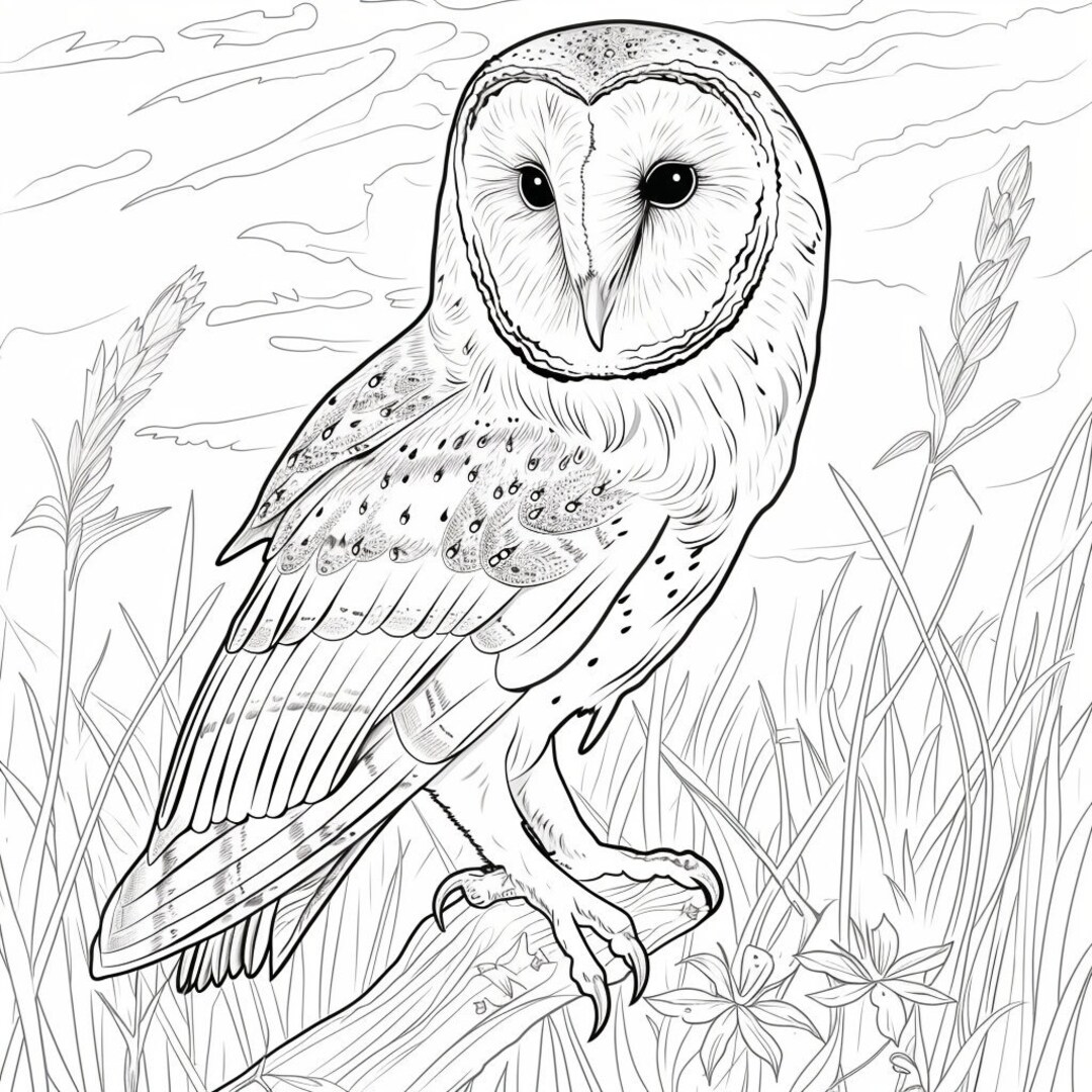 Beautiful Barn Owl Coloring Pages - Digital Download, US Letter & A4 ...