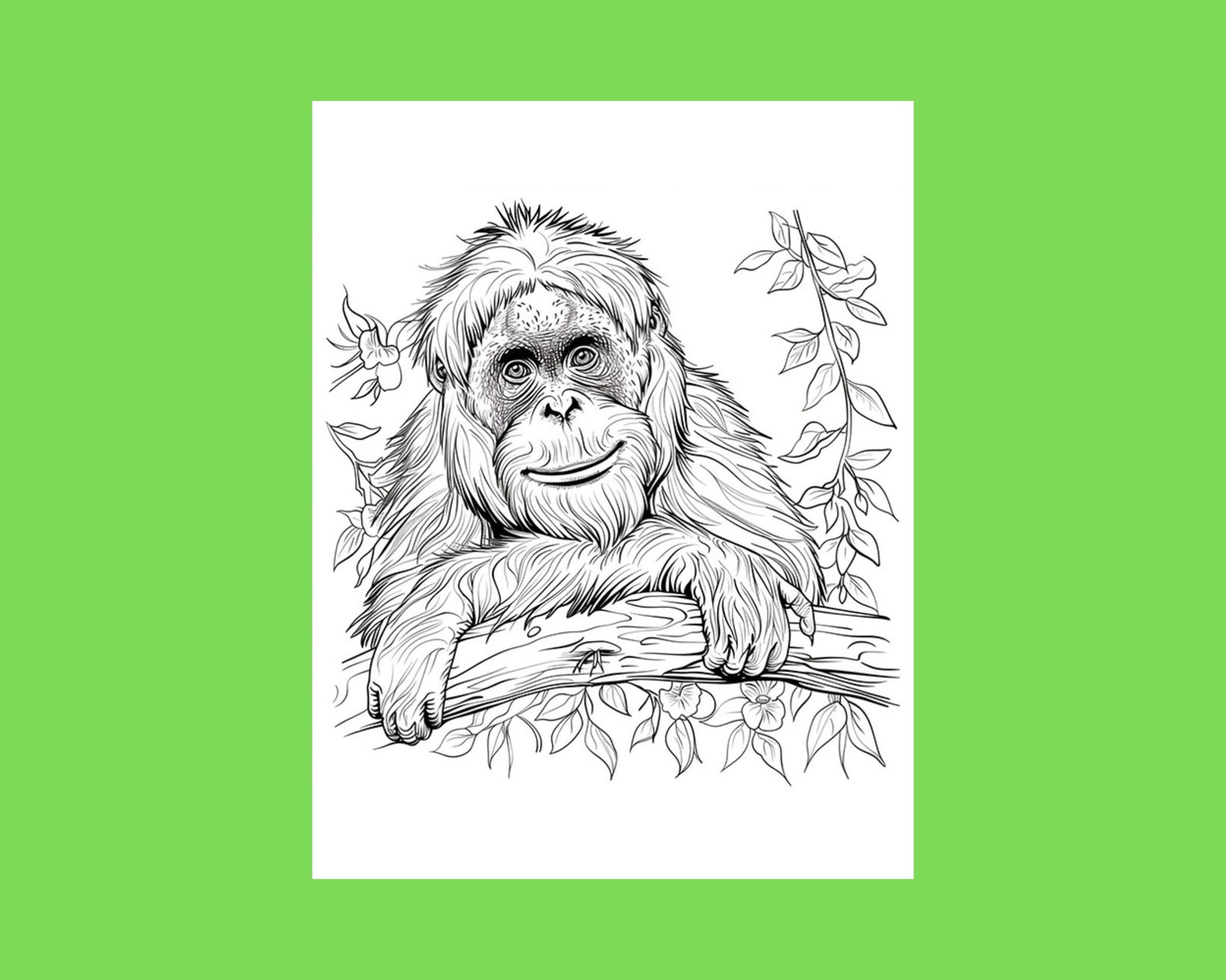 Intricate Orangutan Coloring Pages: Wildlife Art (printable PDF) - Etsy