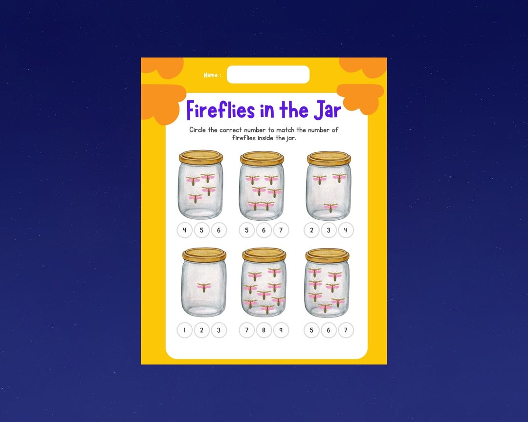 Count the Fireflies in a Jar Printable - Fun Counting Activity for ...