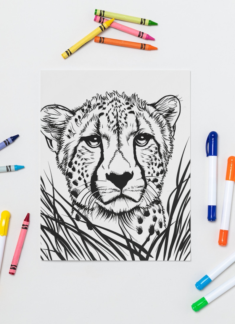 Cheetah Coloring Pages: Elegant Printable Illustrations (digital ...