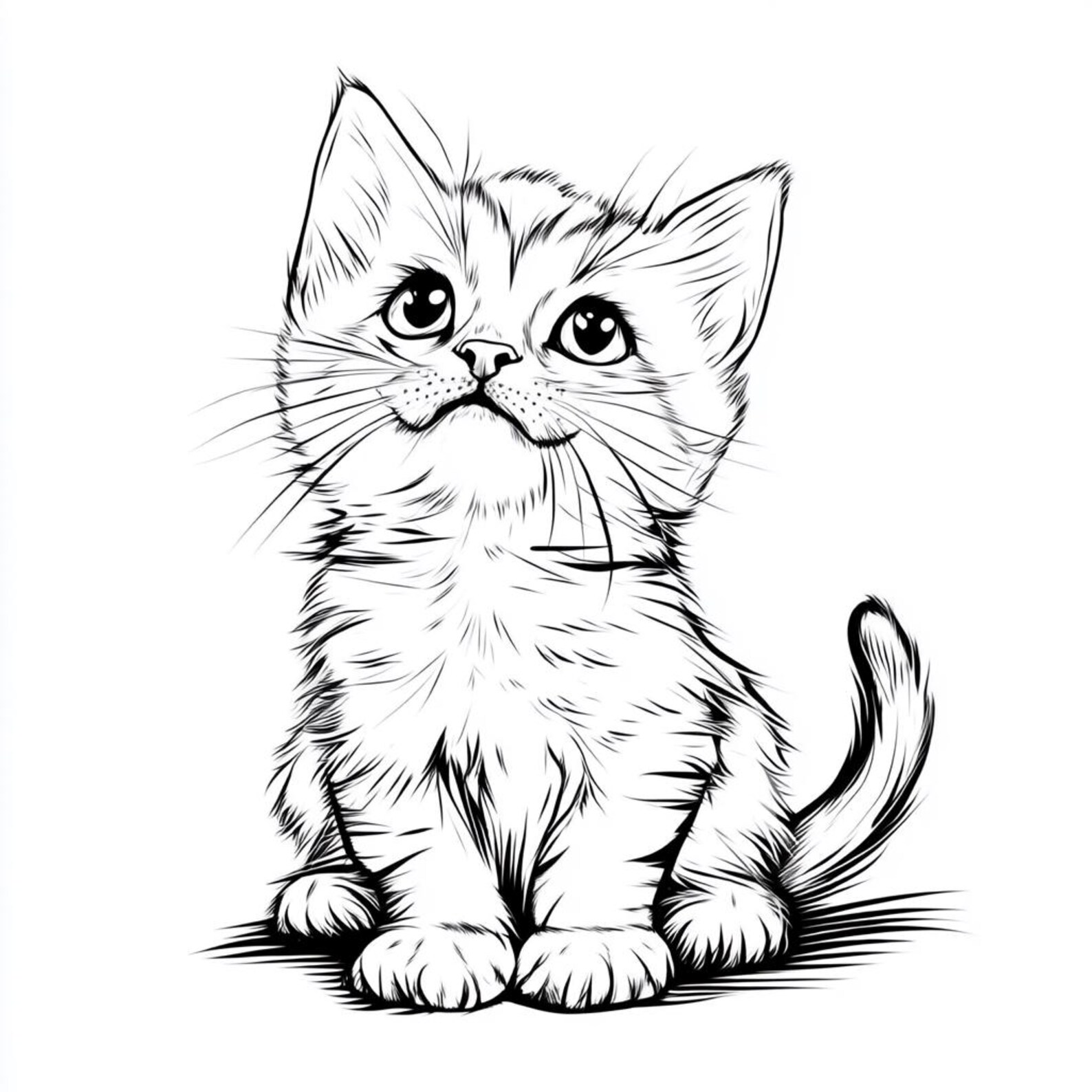 American Bobtail Kitten Coloring Pages, Printable Art (PDF) - Etsy