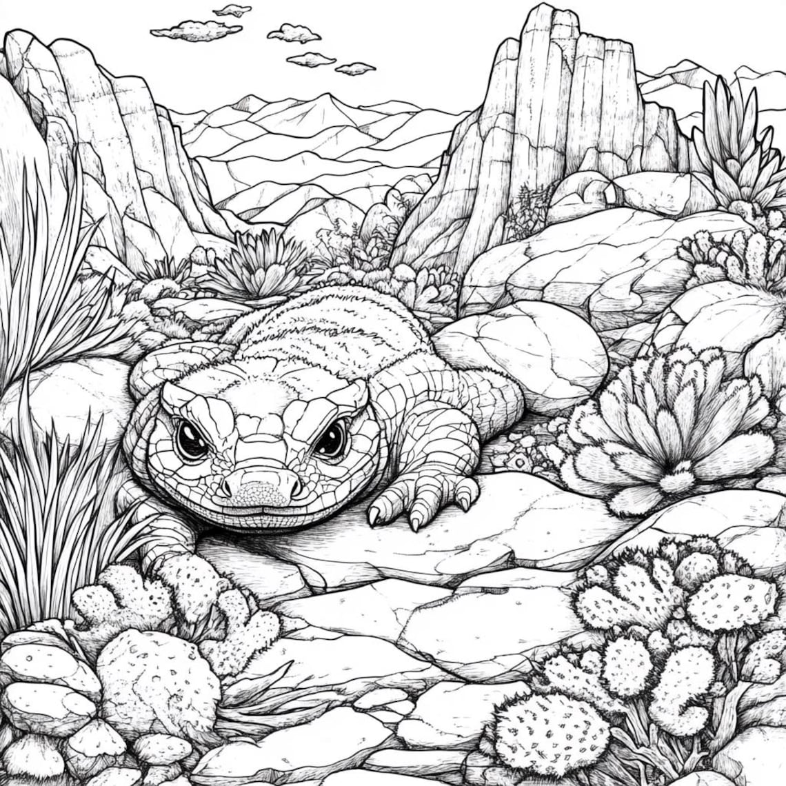 Gila Monster Coloring Pages for Kids | Desert Wildlife Digital Download ...