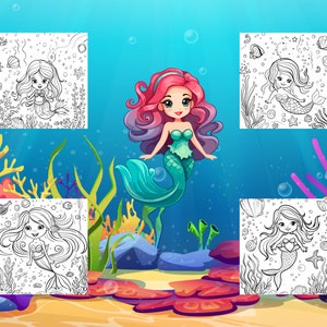 Enchanting Whimsical Mermaid Coloring Pages - Digital Download, US ...