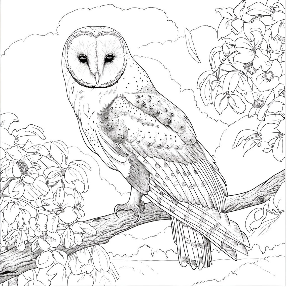Beautiful Barn Owl Coloring Pages - Digital Download, US Letter & A4 ...