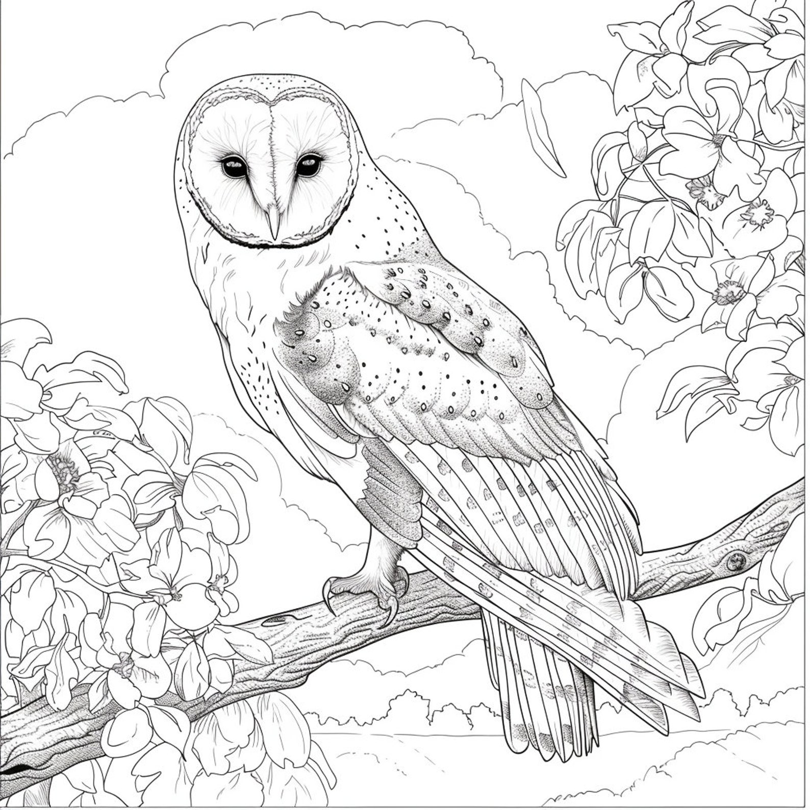 Beautiful Barn Owl Coloring Pages - Digital Download, US Letter & A4 ...