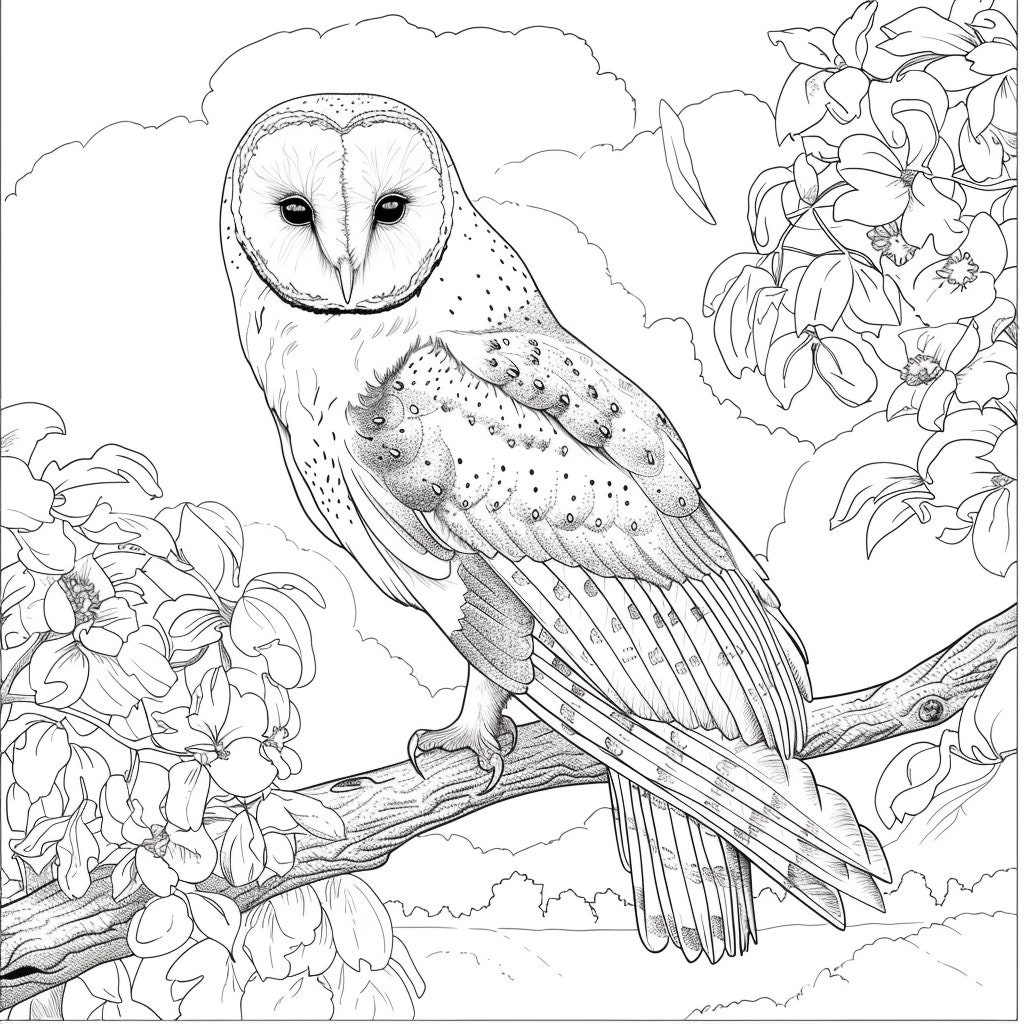 Barn Owl Coloring Pages: Detailed Wildlife Art (digital Download) - Etsy