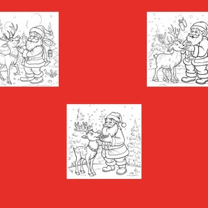 Santa & Reindeer Coloring Pages: Christmas Holiday Activity (printable ...