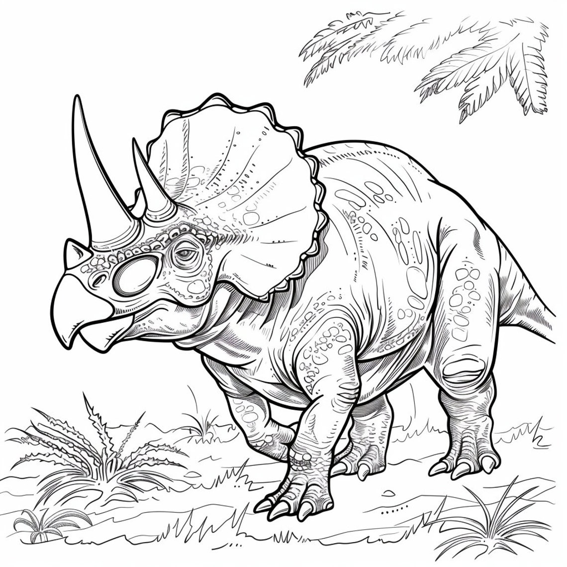 Triceratops Coloring Pages: Detailed Dinosaur Art (digital Download) - Etsy