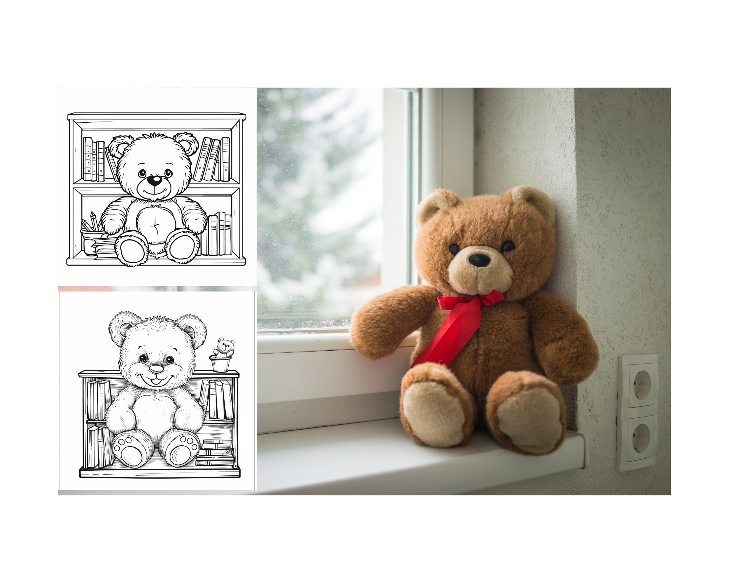 Adorable Teddy Bear Coloring Pages for Kids - Digital Download, Fun and ...