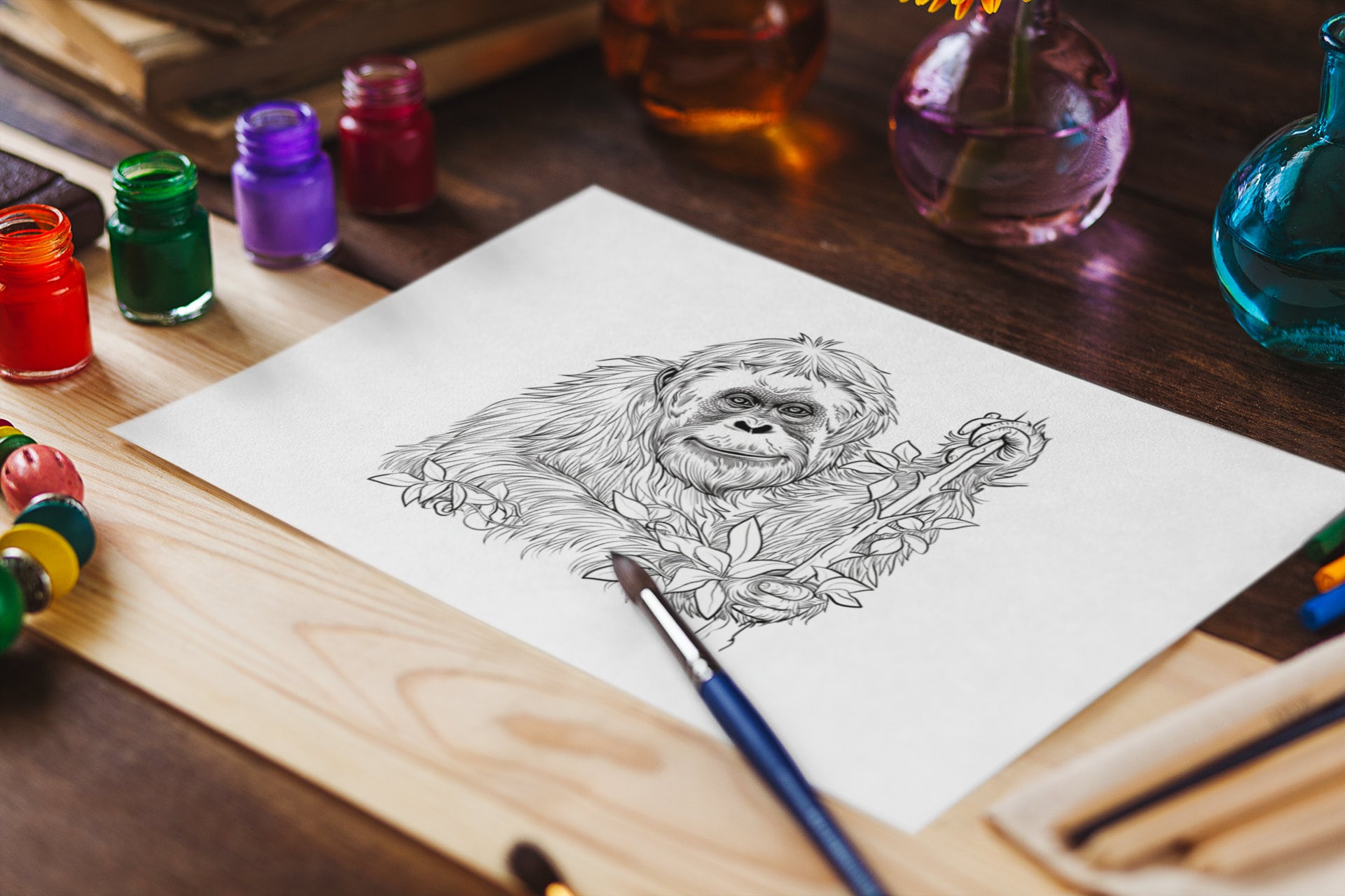 Intricate Orangutan Coloring Pages: Wildlife Art (printable PDF) - Etsy