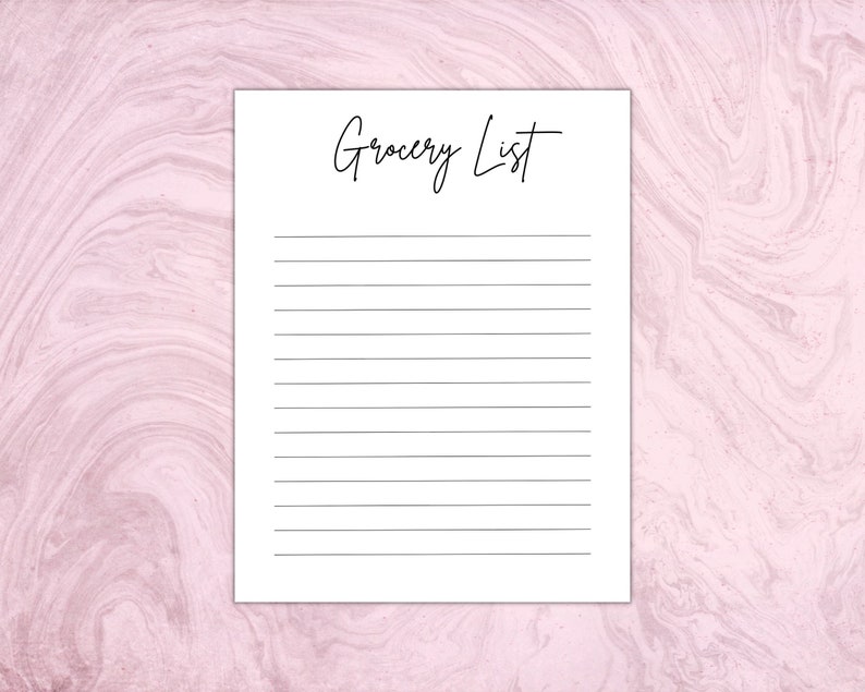 Minimalist Grocery List - Printable Shopping Template in US Letter & A4 ...