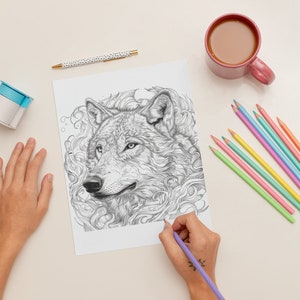 Majestic Wolf Coloring Pages - Instant Download - US Letter & A4 Sizes ...