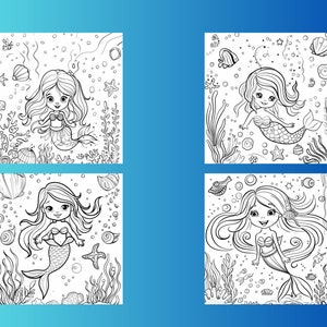 Enchanting Whimsical Mermaid Coloring Pages - Digital Download, US ...