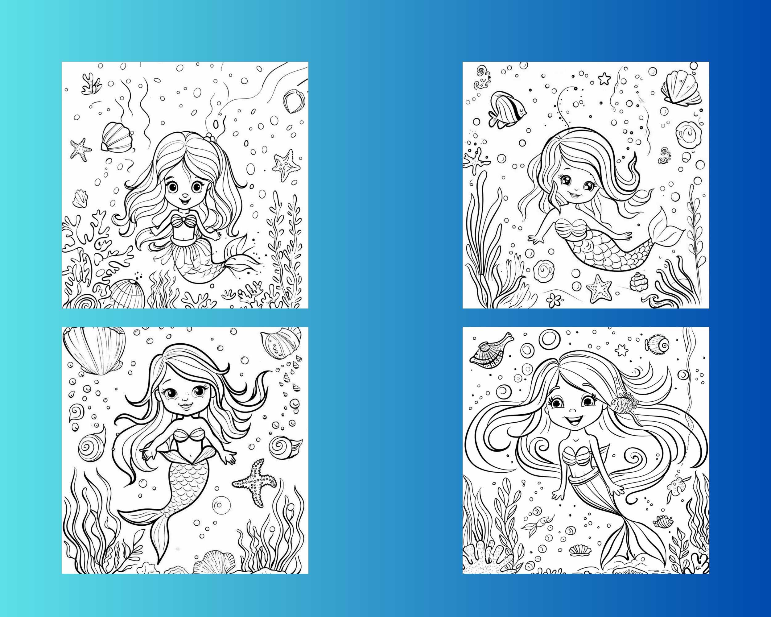 Enchanting Whimsical Mermaid Coloring Pages - Digital Download, US ...