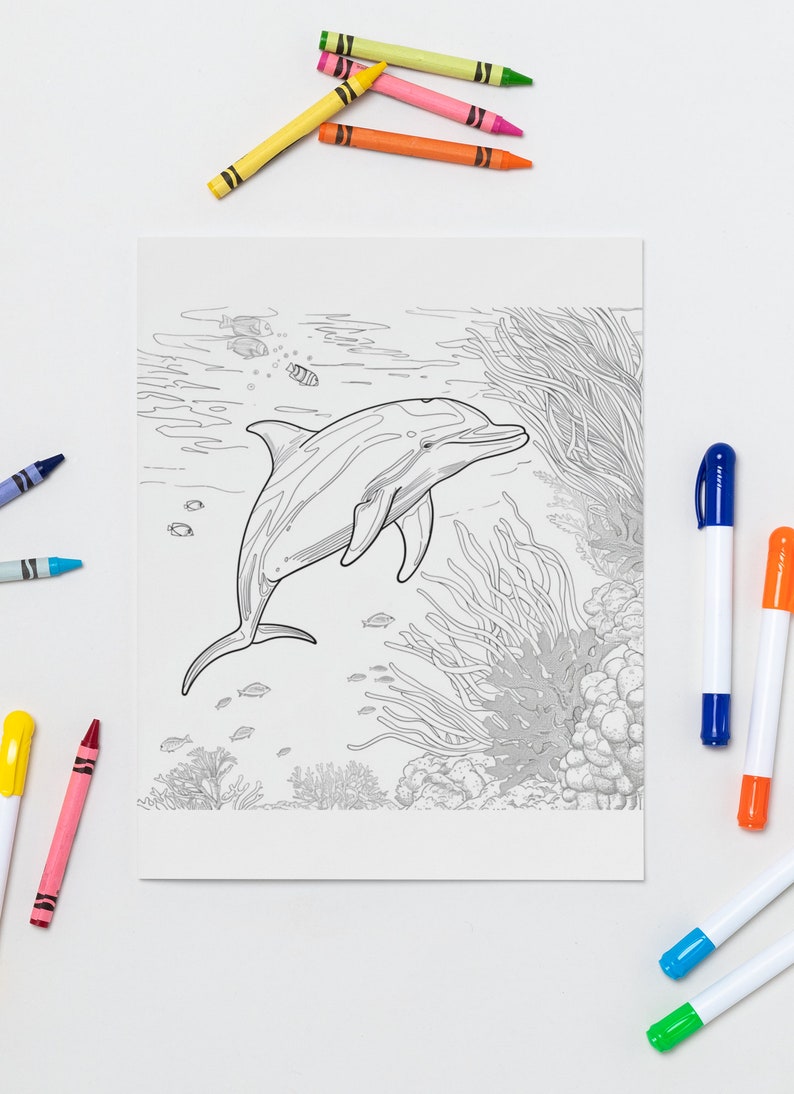Detailed Dolphin Coloring Pages: Marine Life Art (digital Download) - Etsy