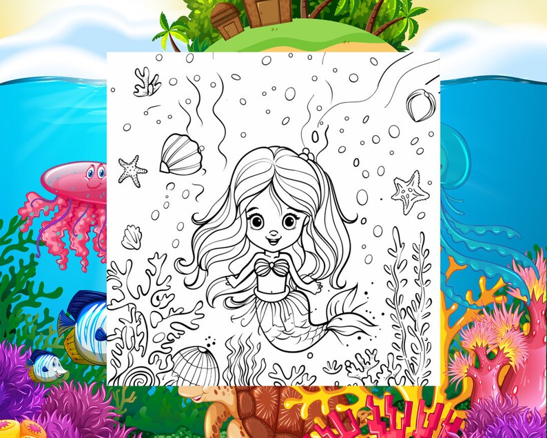 Enchanting Whimsical Mermaid Coloring Pages - Digital Download, US ...