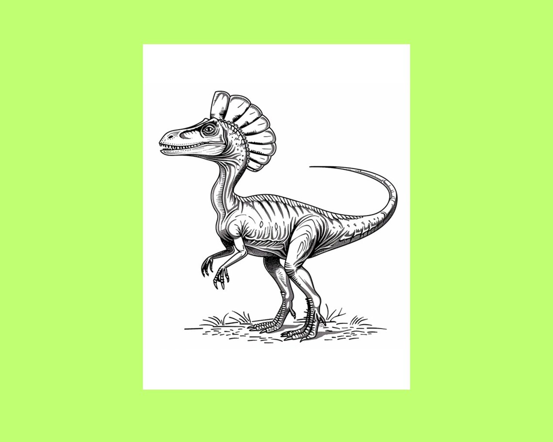 Dilophosaurus Coloring Pages Printable Dinosaur Art, Digital Download ...