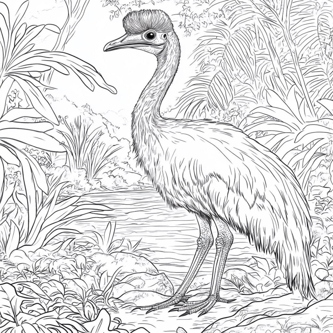 Majestic Cassowary Coloring Pages for Kids & Adults | Printable Jungle ...