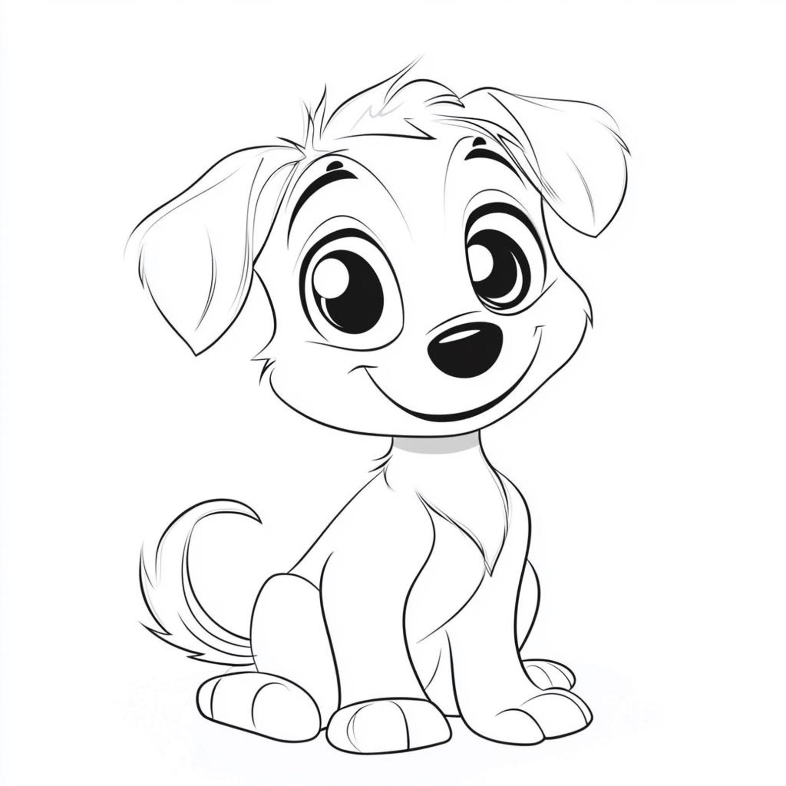 Dog Coloring Page for Preschoolers: Simple Puppy Outline (PDF Download ...