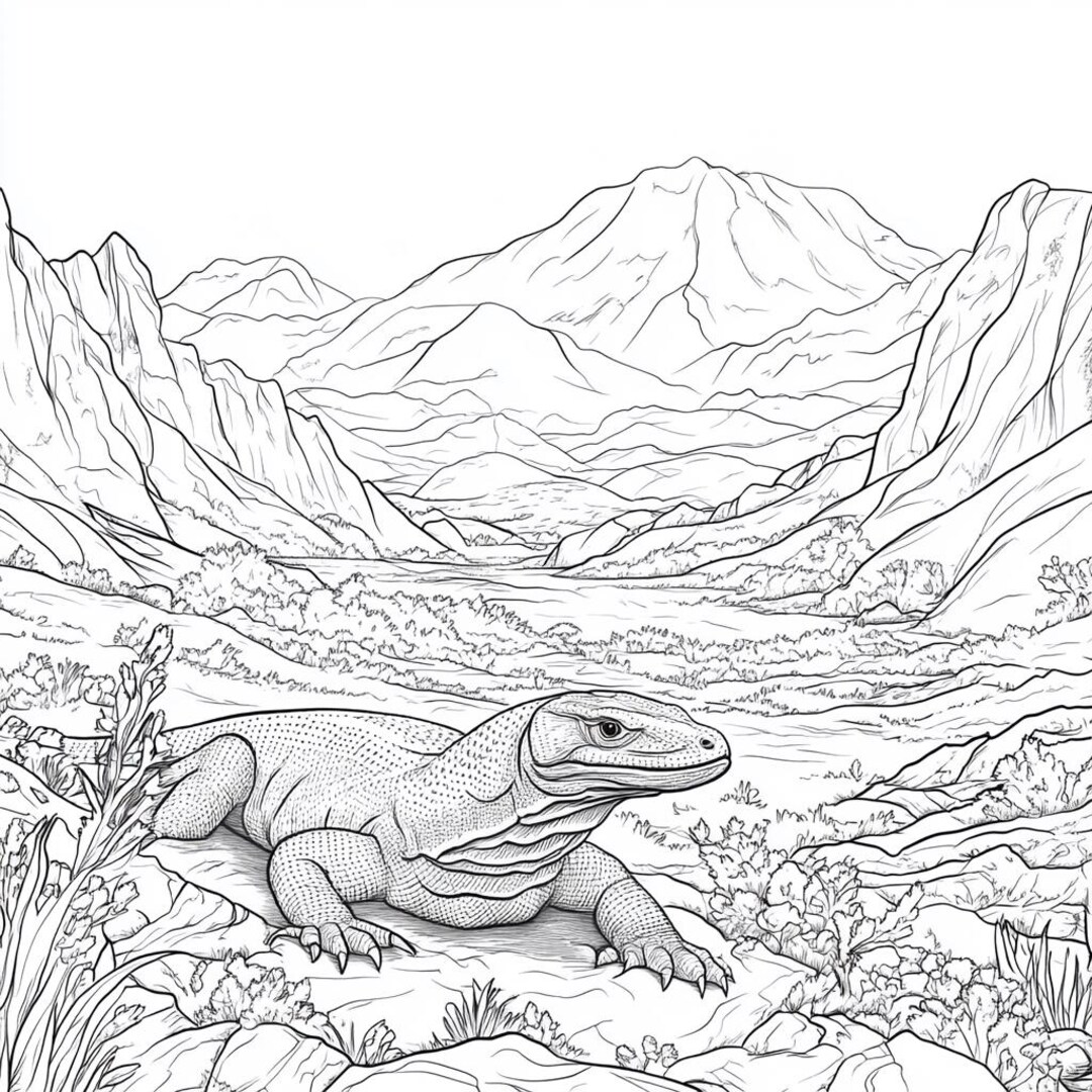 Majestic Komodo Dragon Coloring Pages | Detailed Wildlife Animal ...