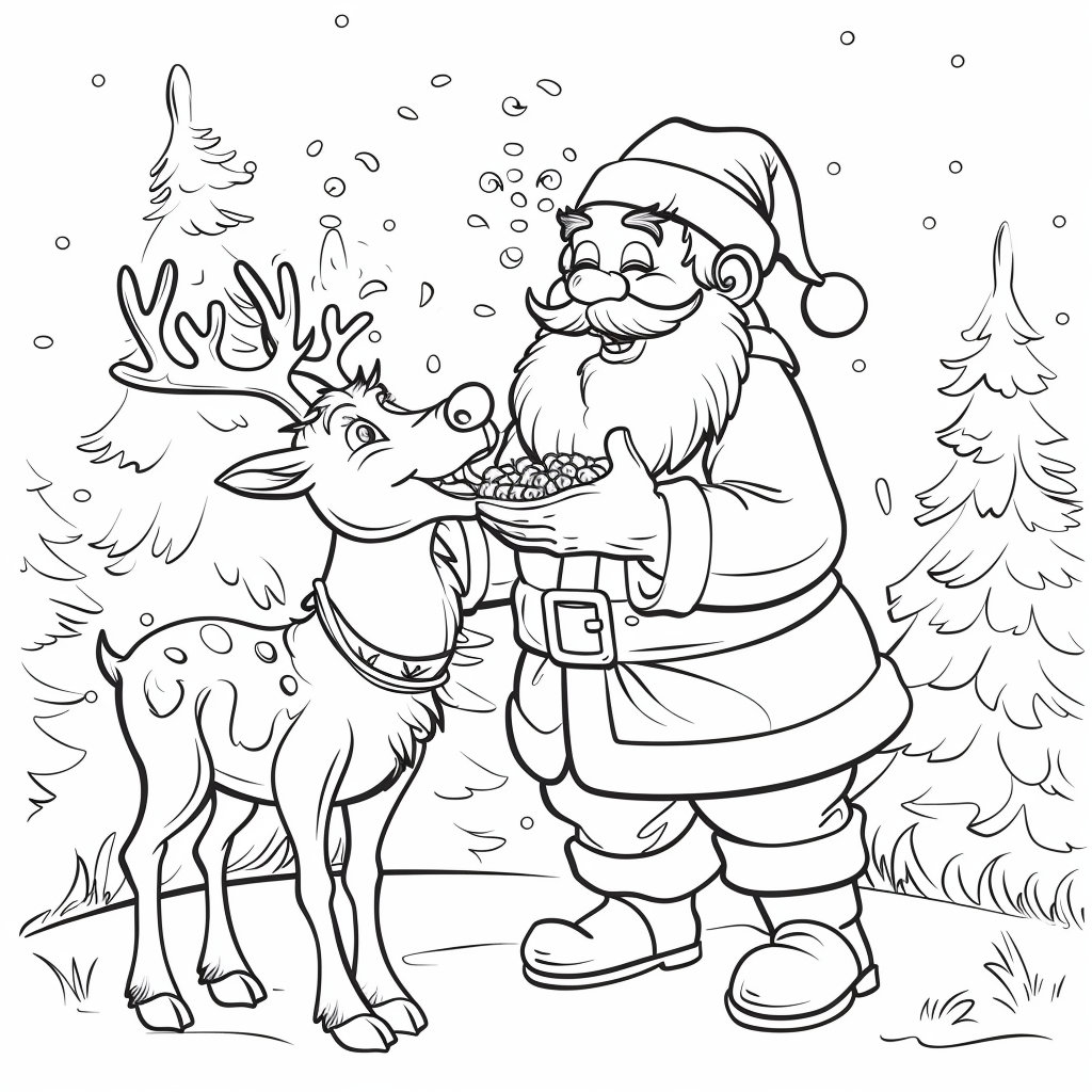 Festive Santa Claus & Reindeer Coloring Pages | Christmas Fun ...