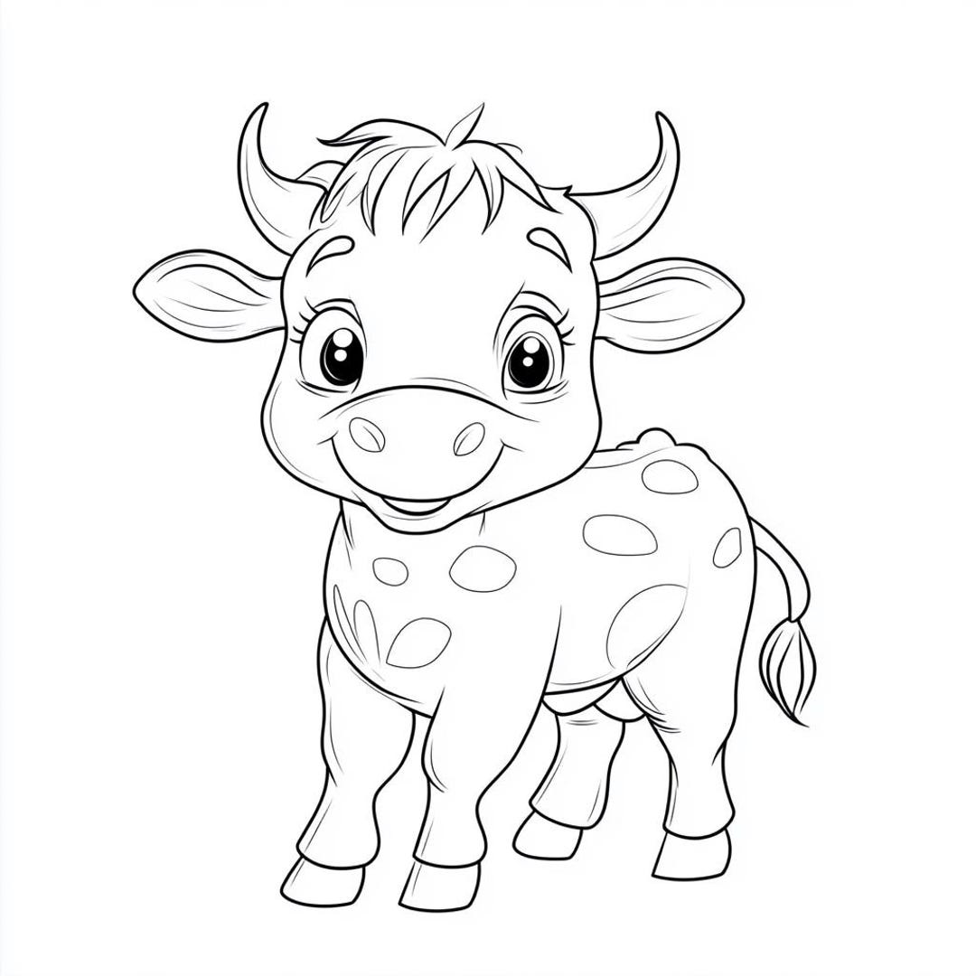 Adorable Cow Coloring Pages for Preschoolers | Cute Farm Animal ...