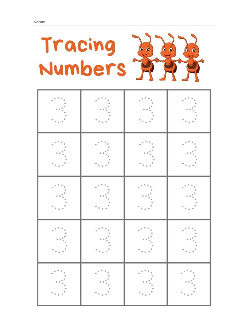 Number Tracing Worksheets for Preschool & Kindergarten Educational ...