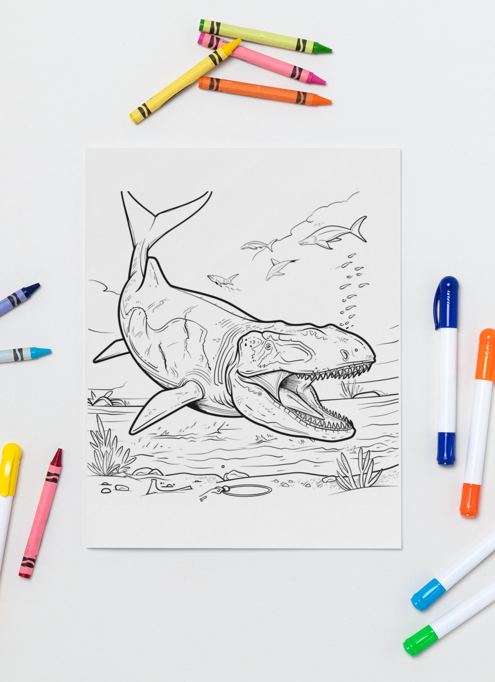 Mosasaurus Coloring Pages: Prehistoric Ocean Predator (digital Download ...