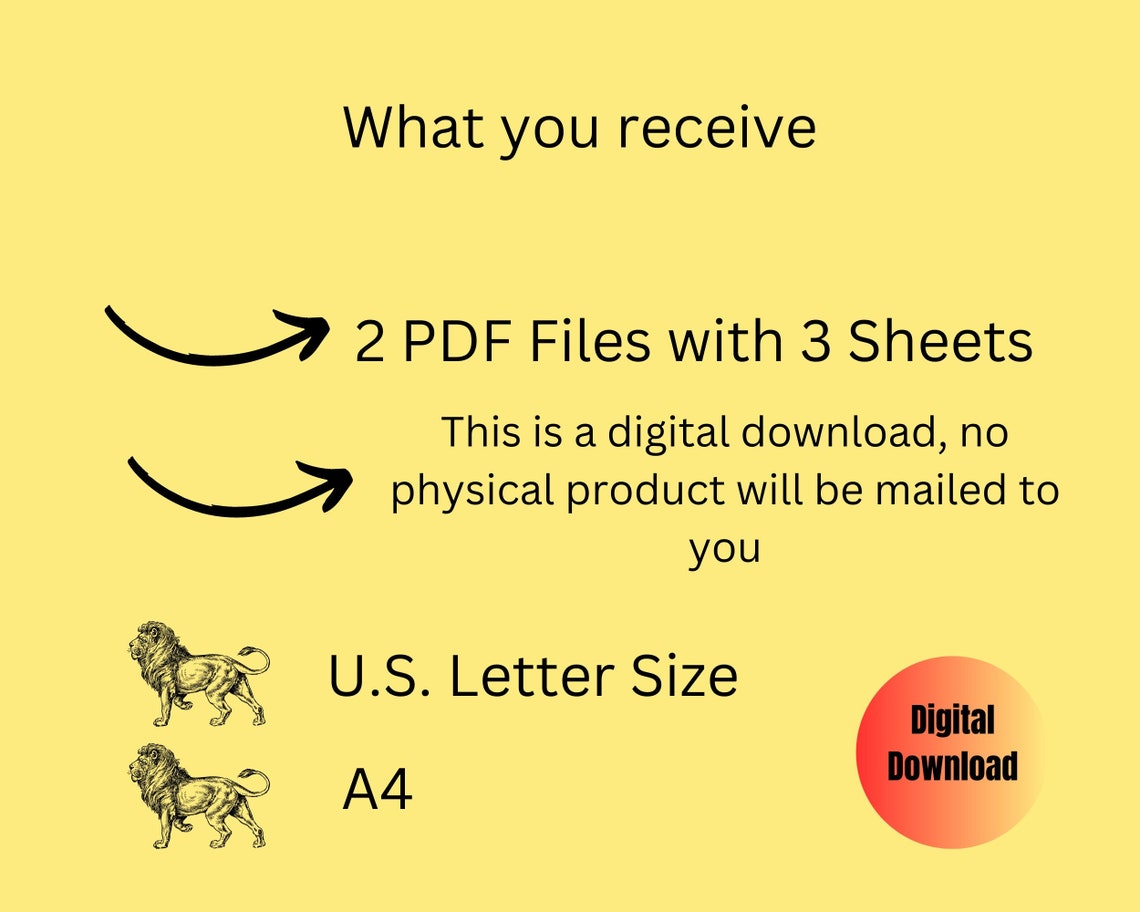 Lion Coloring Pages Majestic Black & White Outlined Printable PDF in US ...