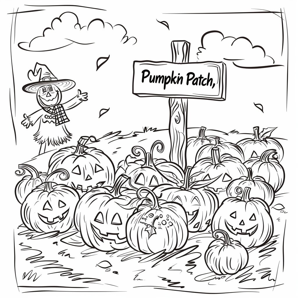 Pumpkin Patch Coloring Pages: Fall & Halloween Fun (digital Download ...
