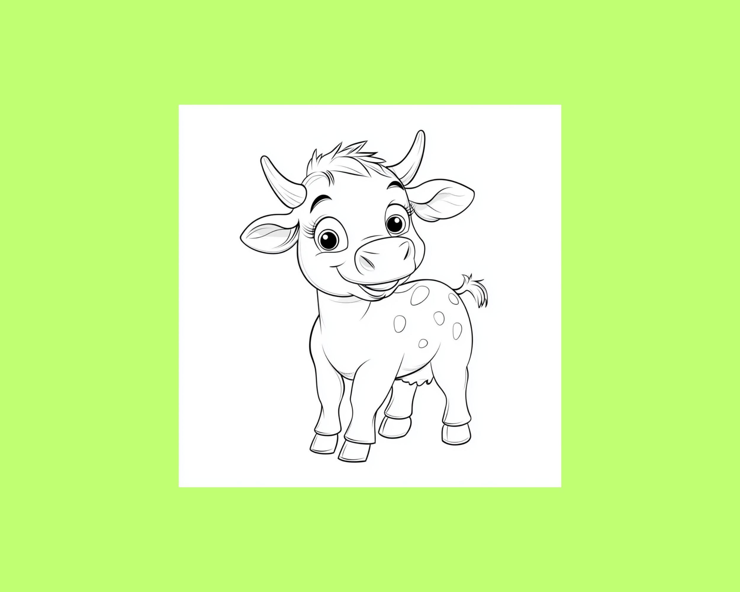 Adorable Cow Coloring Pages for Preschoolers | Cute Farm Animal ...