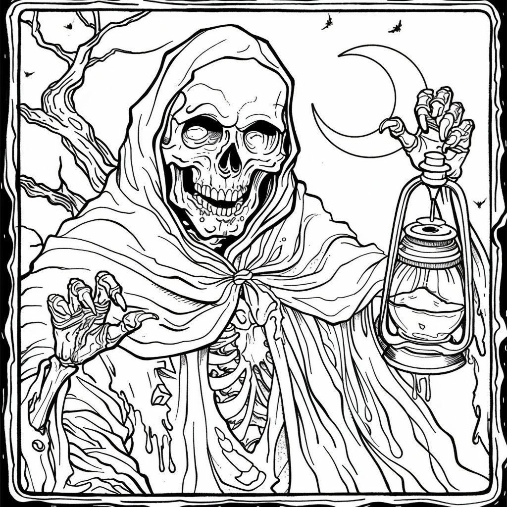 Terrifying Reaper Coloring Pages - Scary Halloween Art, Printable Digital Download, US Letter ...