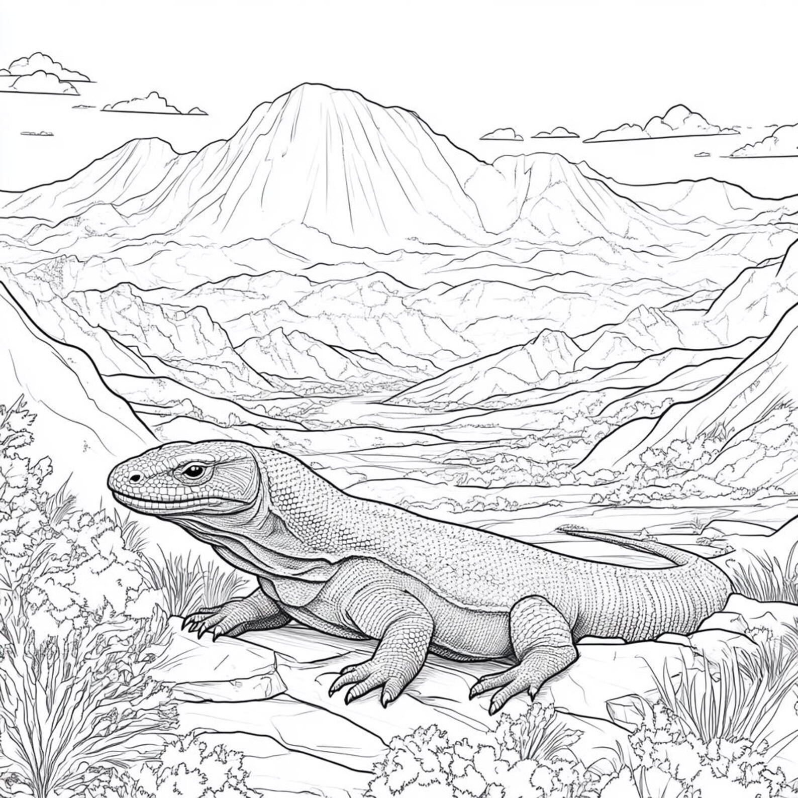 Majestic Komodo Dragon Coloring Pages | Detailed Wildlife Animal ...