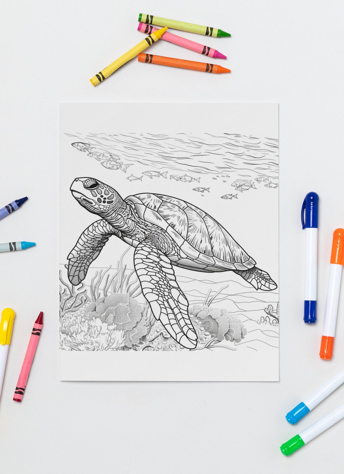 Sea Turtle Coloring Pages - Digital Download, Detailed Marine Life Art ...